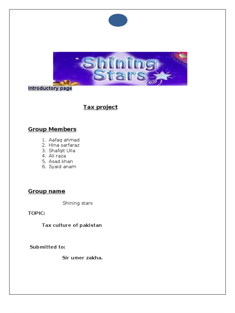 Tax Project: Introductory Page | PDF | Business | Finance & Money ...