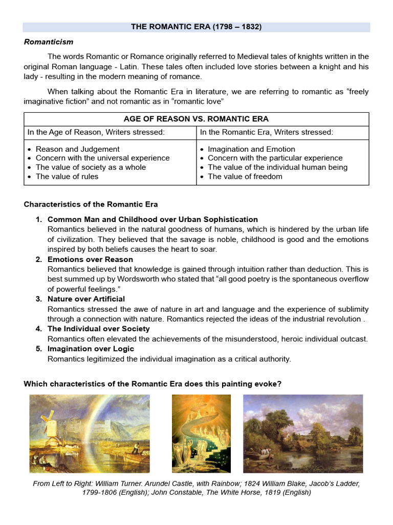 The Romantic Era Victorian Age | PDF | Romanticism | Victorian Literature