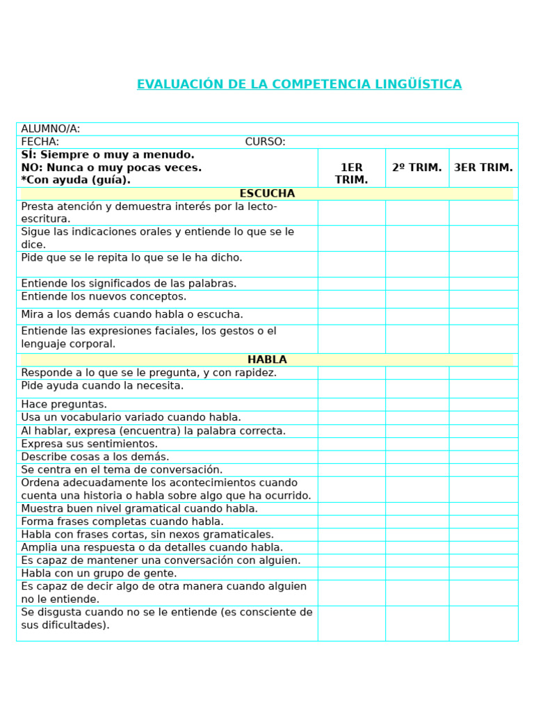 Evaluacion Niveles Lectores 1º de Educación Primaria | PDF
