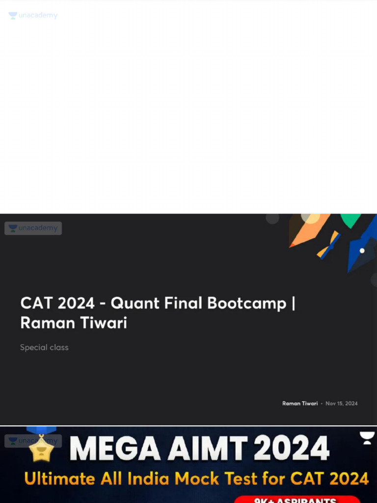 CAT 2024 Quant Final Bootcamp Raman Tiwari With Anno | PDF