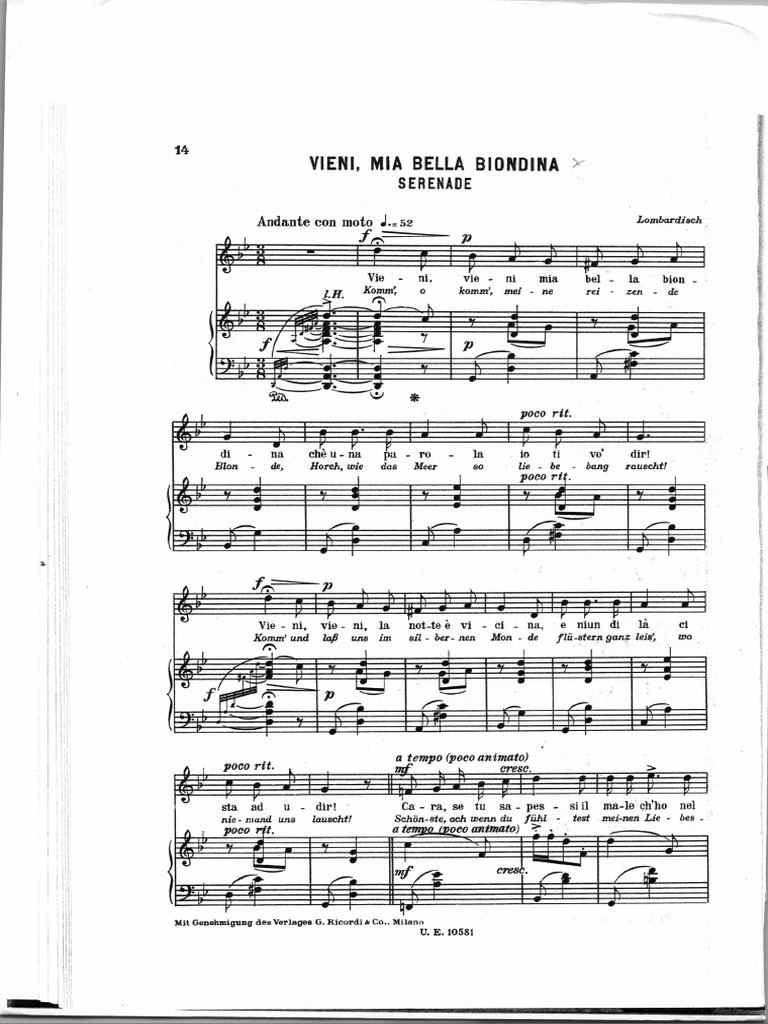 Vieni, Mia Bella Biondina | PDF