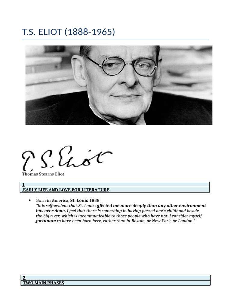 T.S. Eliot Bio | PDF
