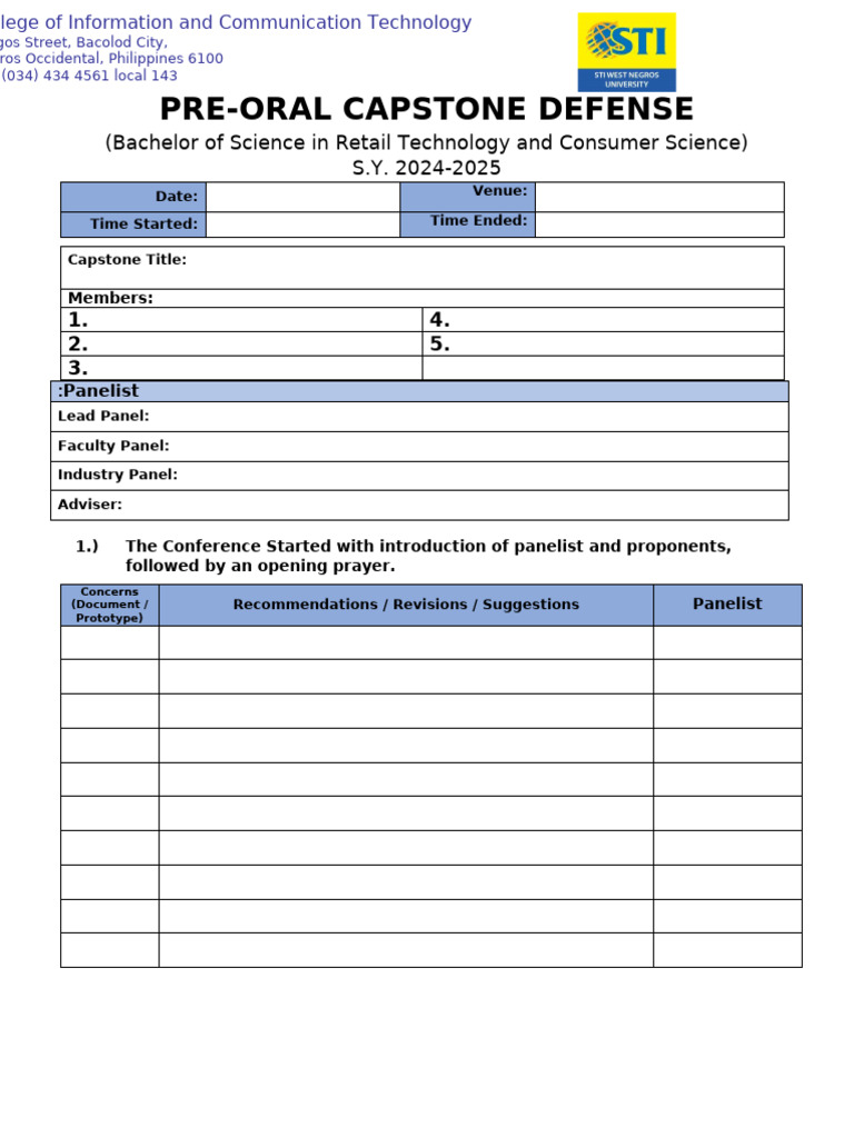 Pre-Oral Capstone Defense Guidelines | PDF