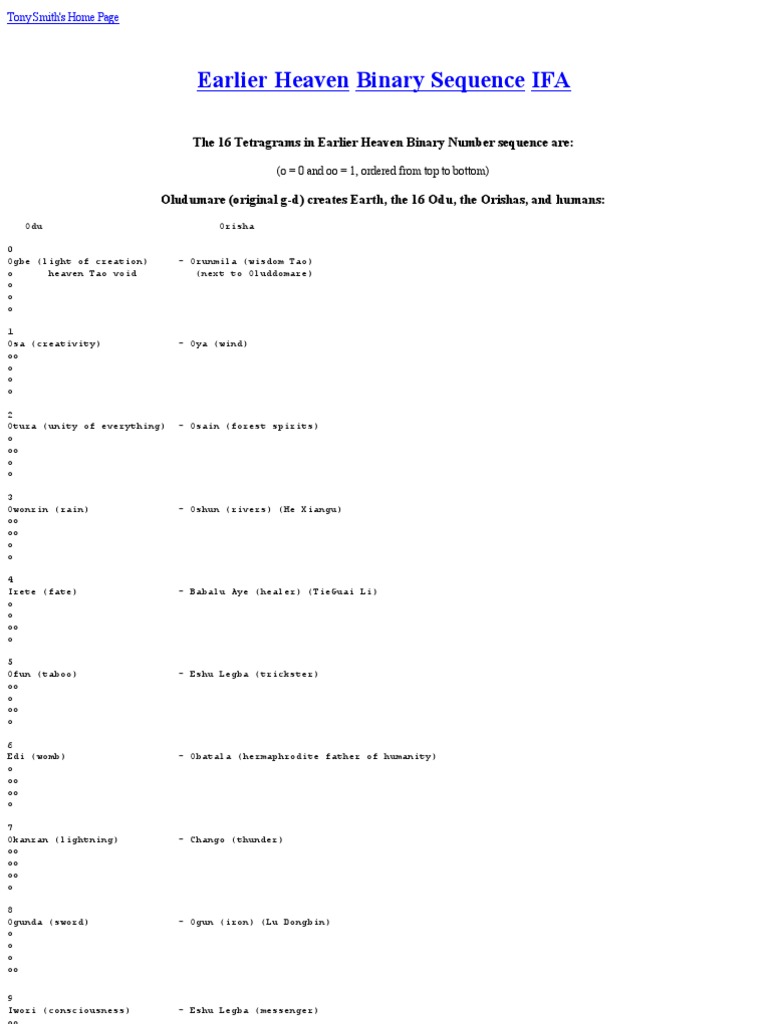 Earlier Heaven Binary Sequence Guide | PDF | Religion & Spirituality ...