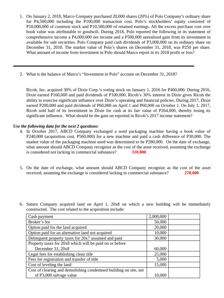 Acctg 202 A Prelim Quiz 1 2025 As 4 With Solutions | PDF | Depreciation | Dividend