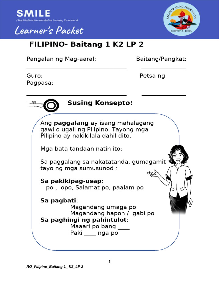 FILIPINO-Baitang 1 K2 LP 2: Susing Konsepto | PDF