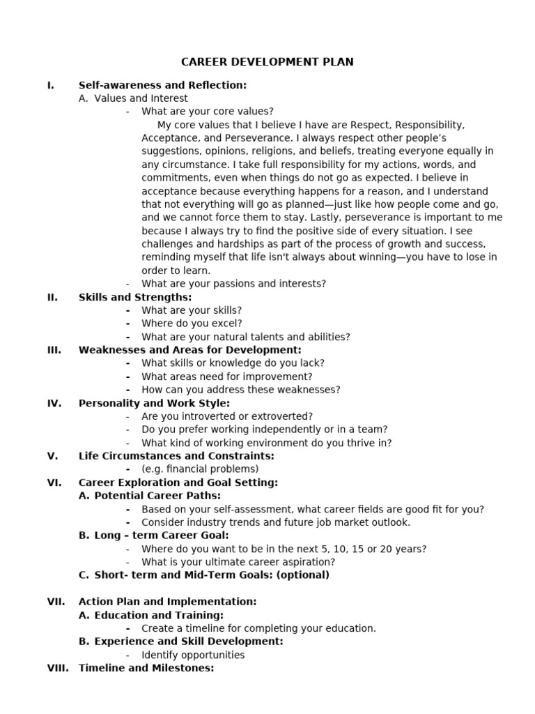 Career Development Plan Guide | PDF | Extraversion And Introversion ...
