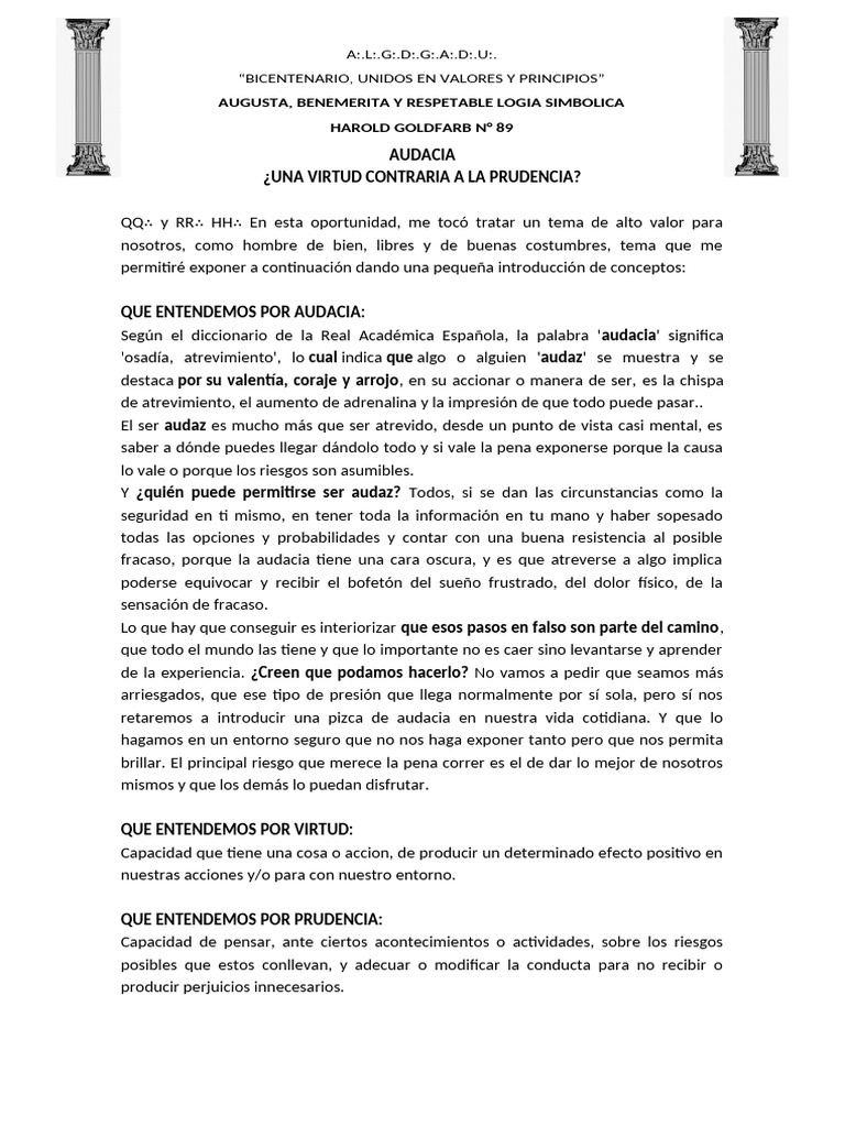 La Audacia: Valor y Equilibrio en la Vida | PDF | Valor | Sicología