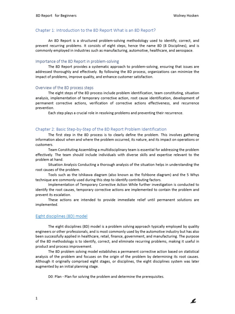 8D Report For Beginners | PDF