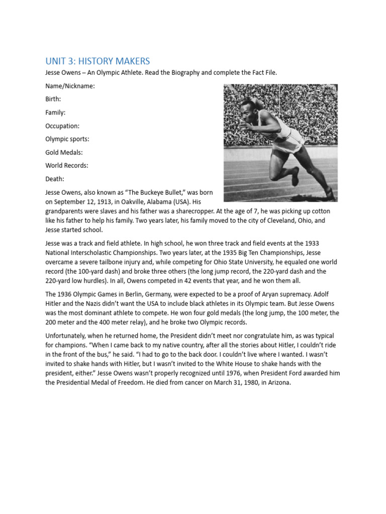 Jesse Owens: The Buckeye Bullet's Legacy | PDF | Sport Of Athletics