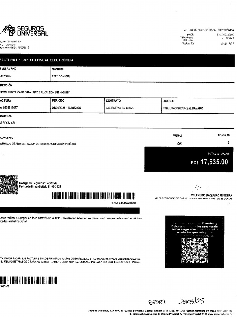 Seguros Universal S A-E310000232099 | PDF