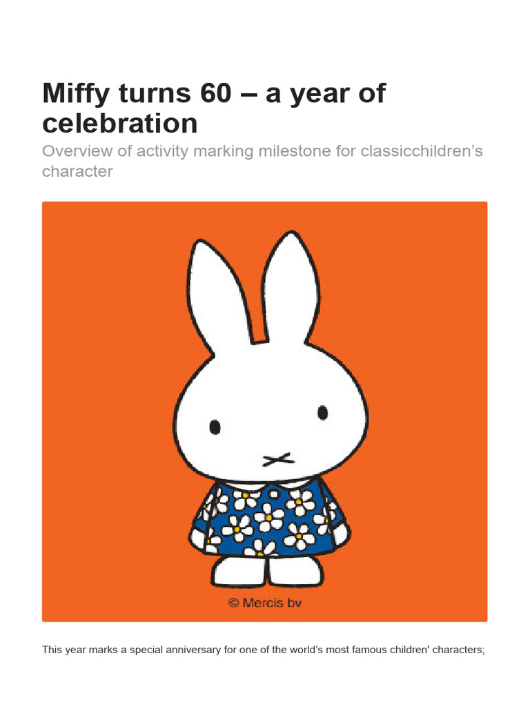 Miffy's 60th Anniversary Celebrations | PDF