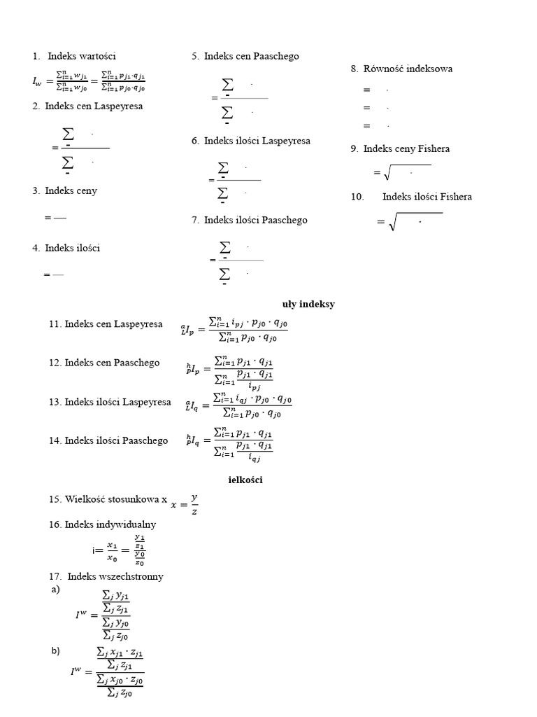 Wzory Na Zaliczenie - cz2 | PDF