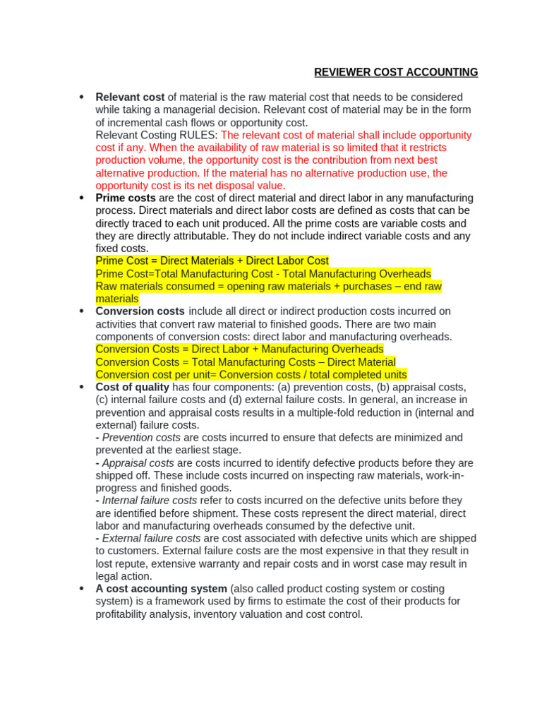 Reviewer Cost Accounting | PDF | Cost | Budget