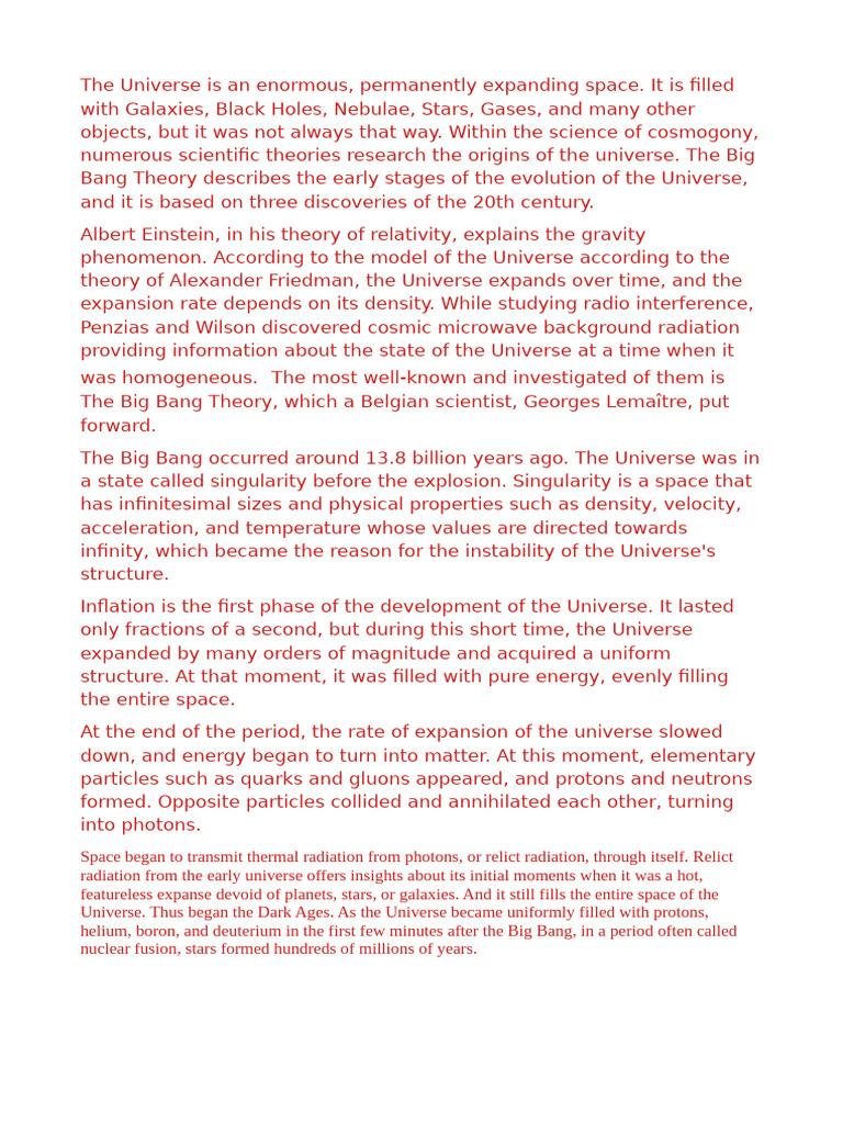 Origins of the Universe: Big Bang Theory | PDF