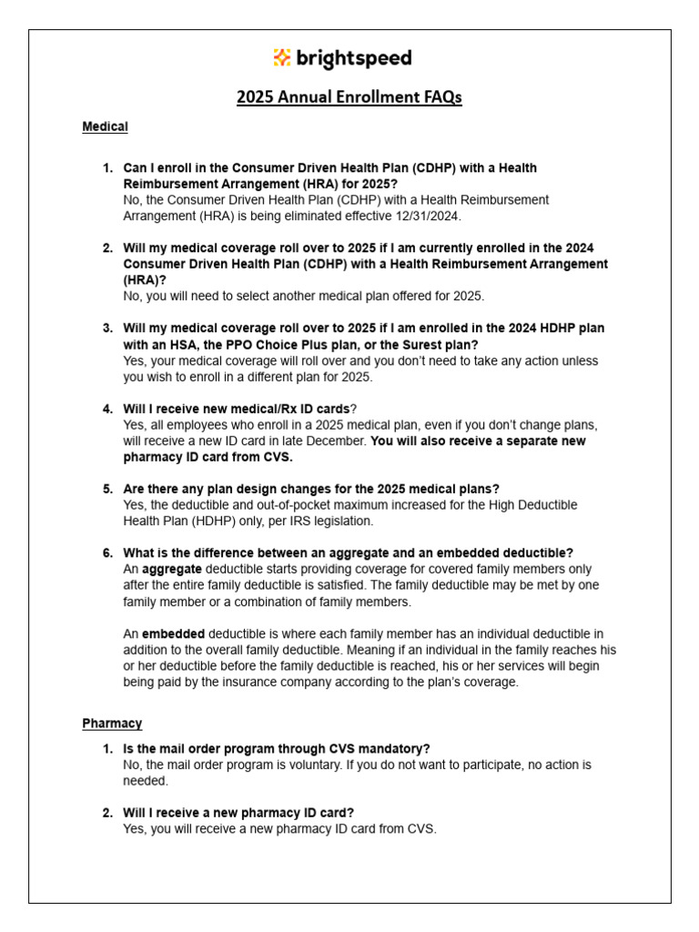 2025 Annual Enrollment FAQs | PDF | Health Savings Account | Health ...