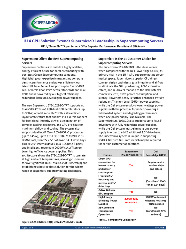 White Paper 1U 4GPU Server | PDF | Graphics Processing Unit | Supercomputer