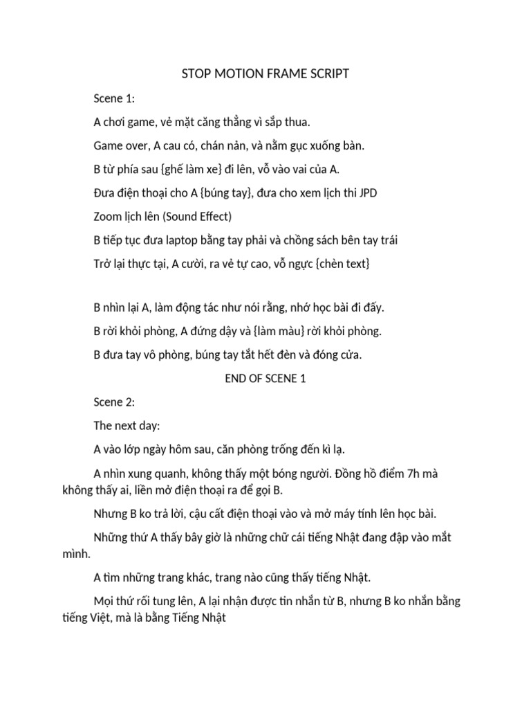 Stop Motion Frame Script | PDF