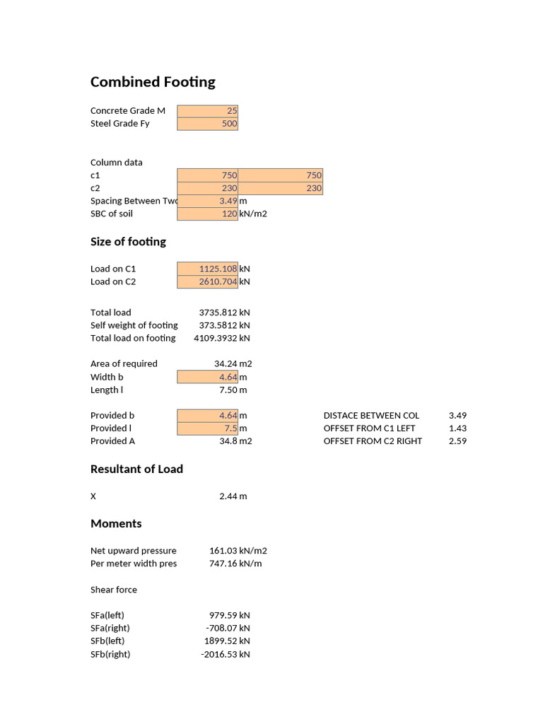 Combined Footing Design Calculations | PDF | Mechanical Engineering ...