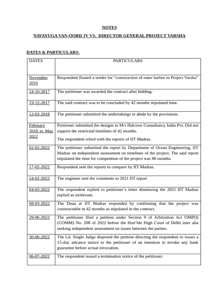 Navayuga Van-OORD JV vs. Director General Project Varsha | PDF ...