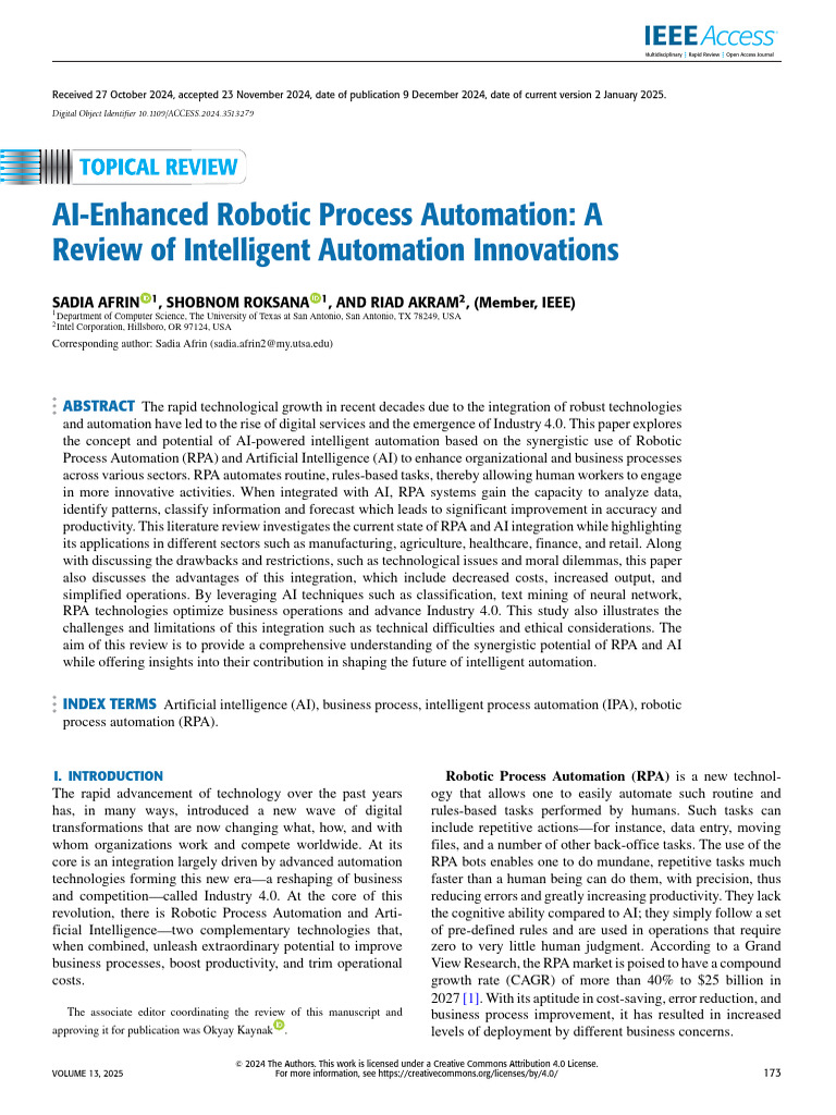 AI-Enhanced Robotic Process Automation A Review of Intelligent ...