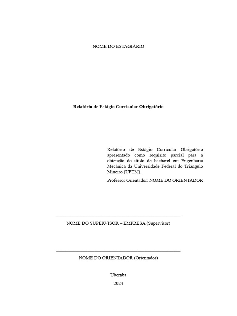 Modelo de Contracapa para o Relatório Final | PDF