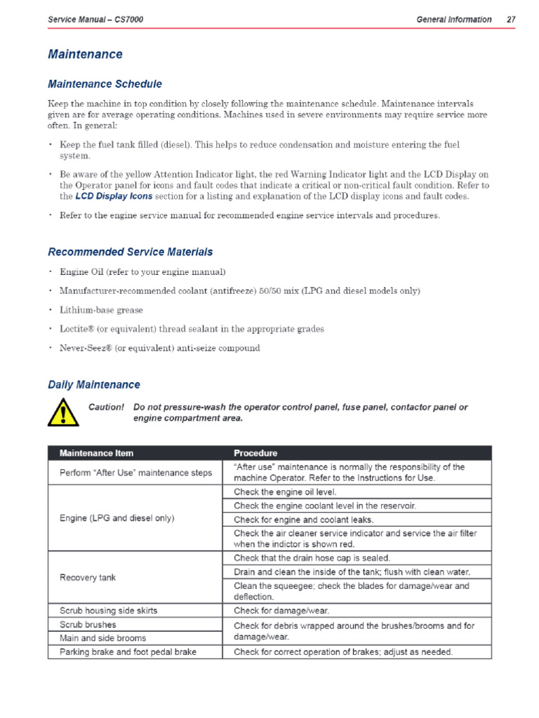 CS7000 Maintenance | PDF