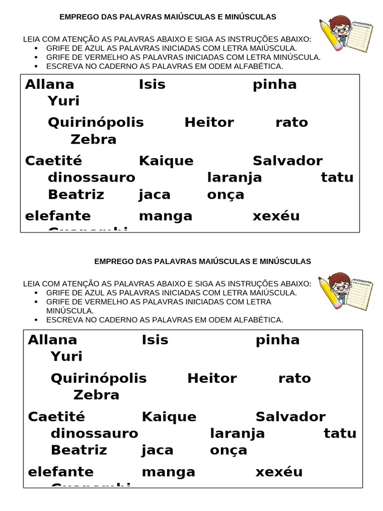 Uso de Letras Maiúsculas e Minúsculas | PDF