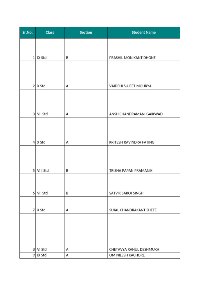 Student List 11 - 12 STD | PDF