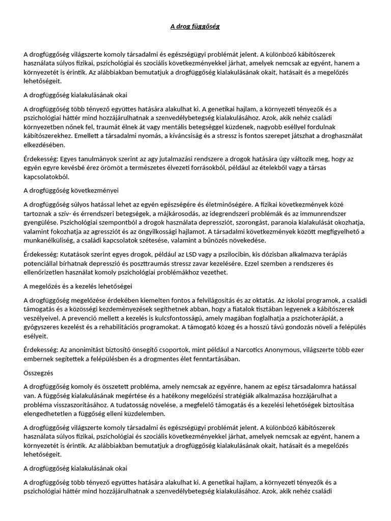 A Drog Függőség | PDF
