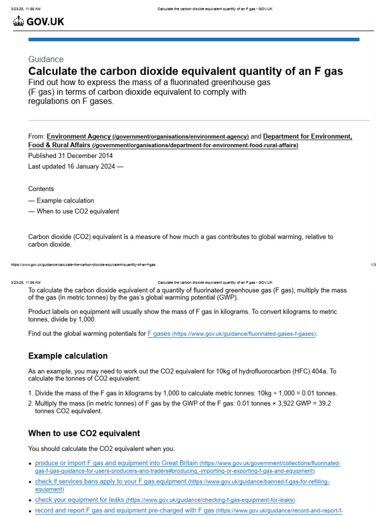 Calculate The Carbon Dioxide Equivalent Quantity of An F Gas - GOV - UK ...