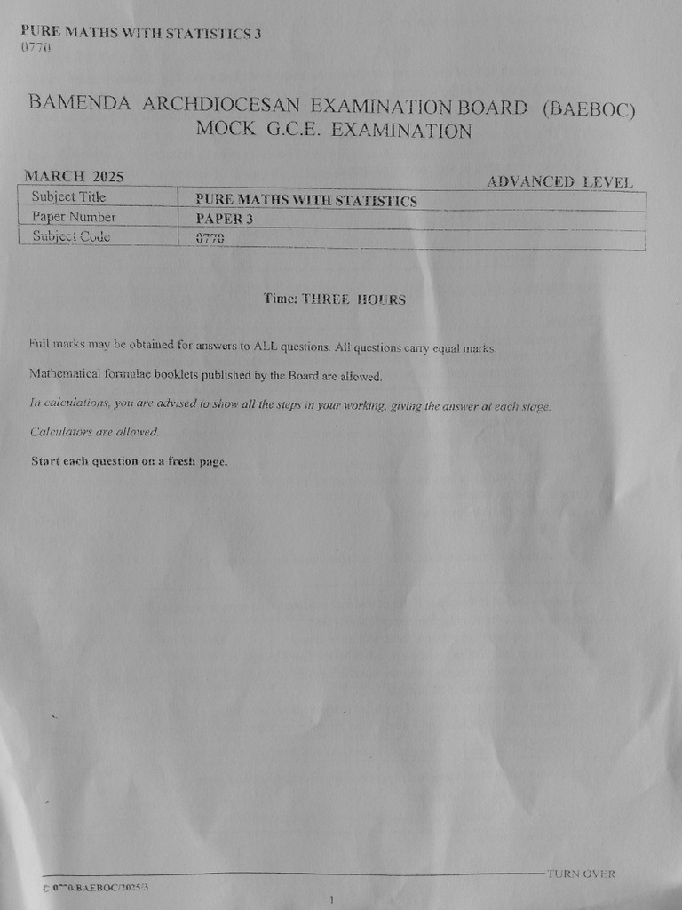 BAEBOC Mock PMS3 2025 31-Mar-2025 | PDF
