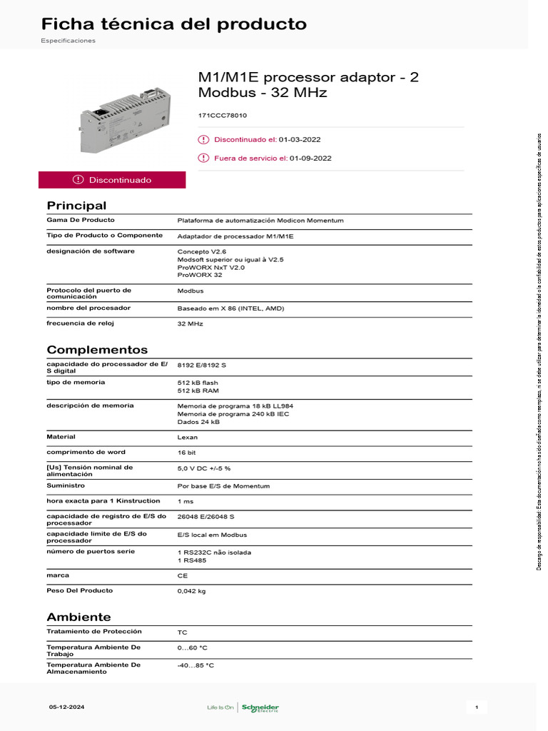 Schneider Electric - Modicon-Momentum - 171CCC78010 | PDF | Memoria de ...