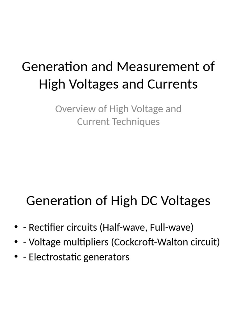 High Voltages and Currents | PDF