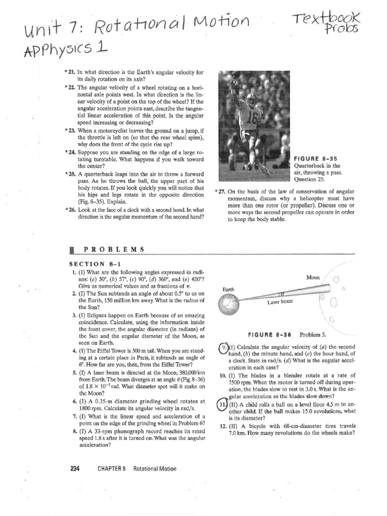 Rotation Textbook Problems | PDF