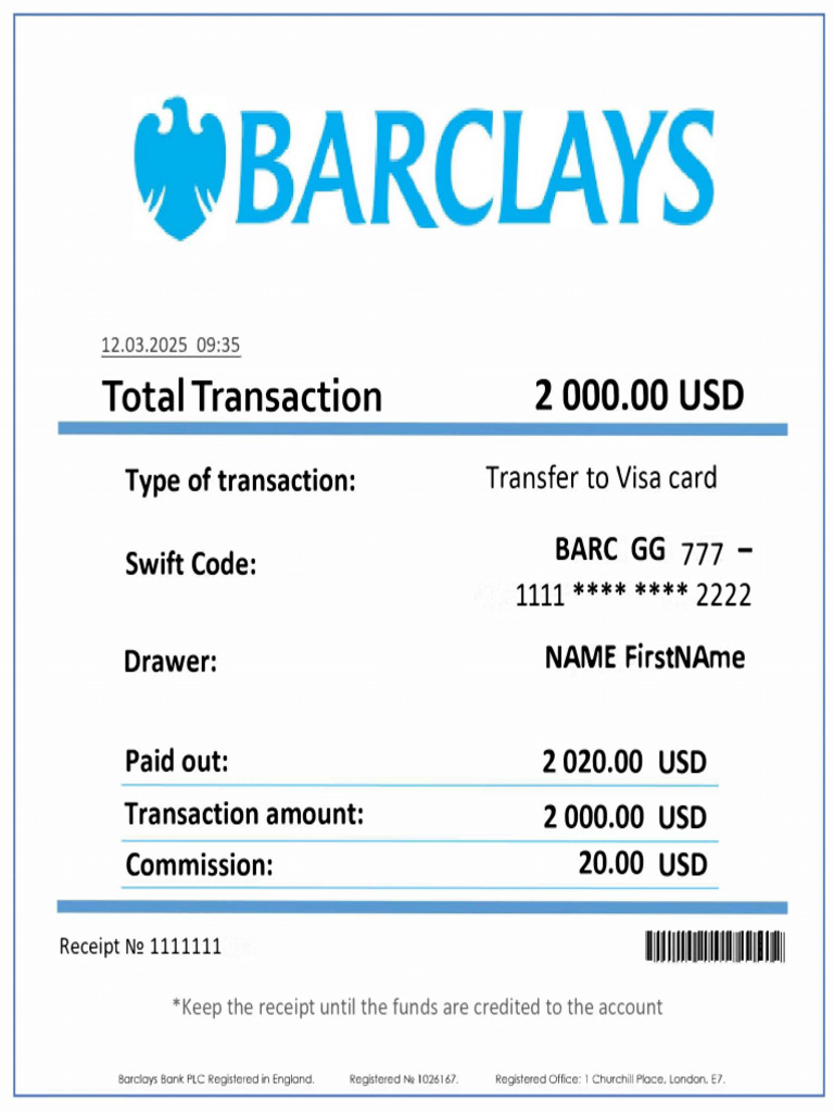 Barclays Bank Trasfer | PDF