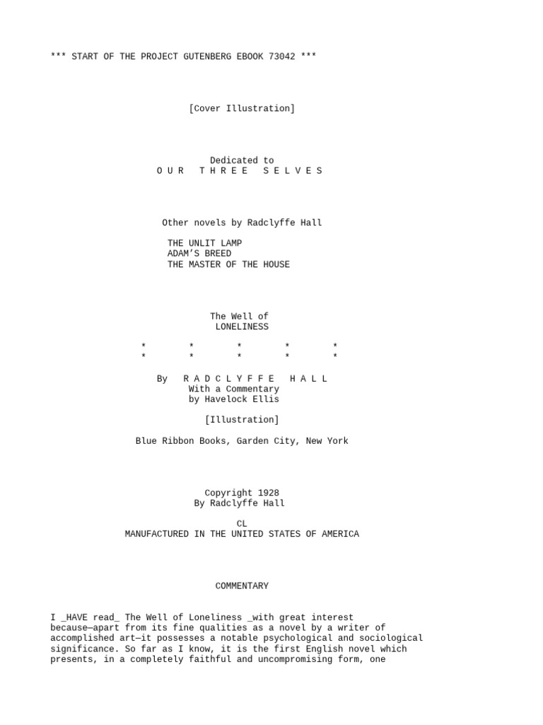 The Well of Loneliness by Radclyffe Hall | PDF | Jesus | Radclyffe Hall