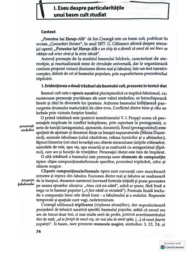 Eseu-Particularitatile Unui Basm Harap Alb | PDF