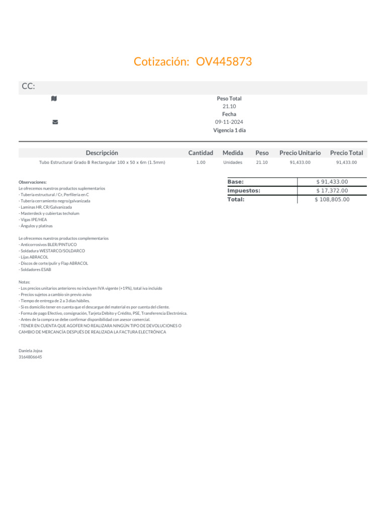 Cotización - 2024-11-09T121128.998 | PDF | Pagos | Tecnología bancaria