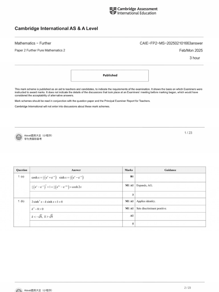 Hyperbolic Function Answer | PDF