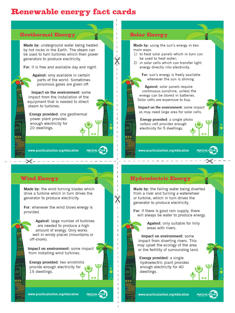 Moja Island Renewable Energy Fact Cards | PDF | Wind Turbine | Solar Power
