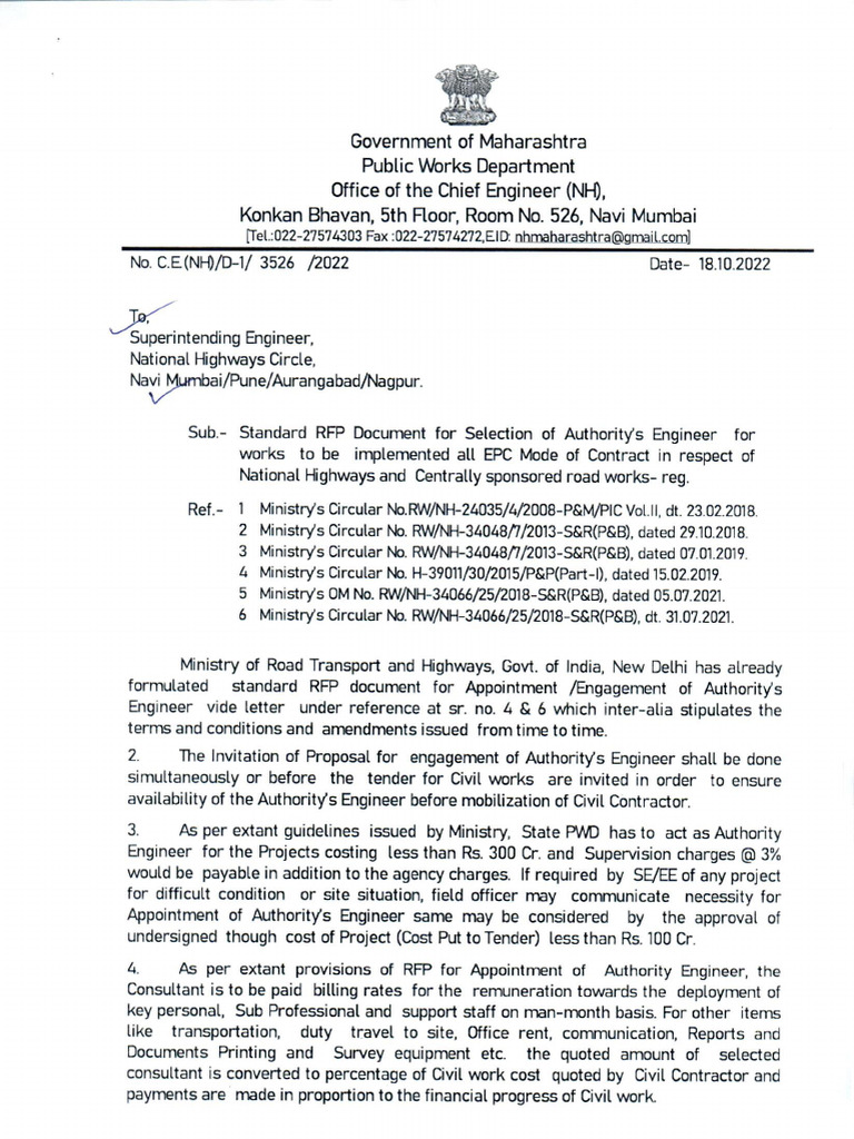 Standard RFP Document For Selection of Authority's Engineer - 0001 | PDF