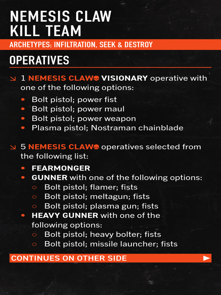 Nemesis Claw - Operative - Selection - Category | PDF