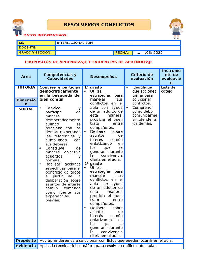 Solución de conflictos en el aula | PDF | Enseñando | Salón de clases