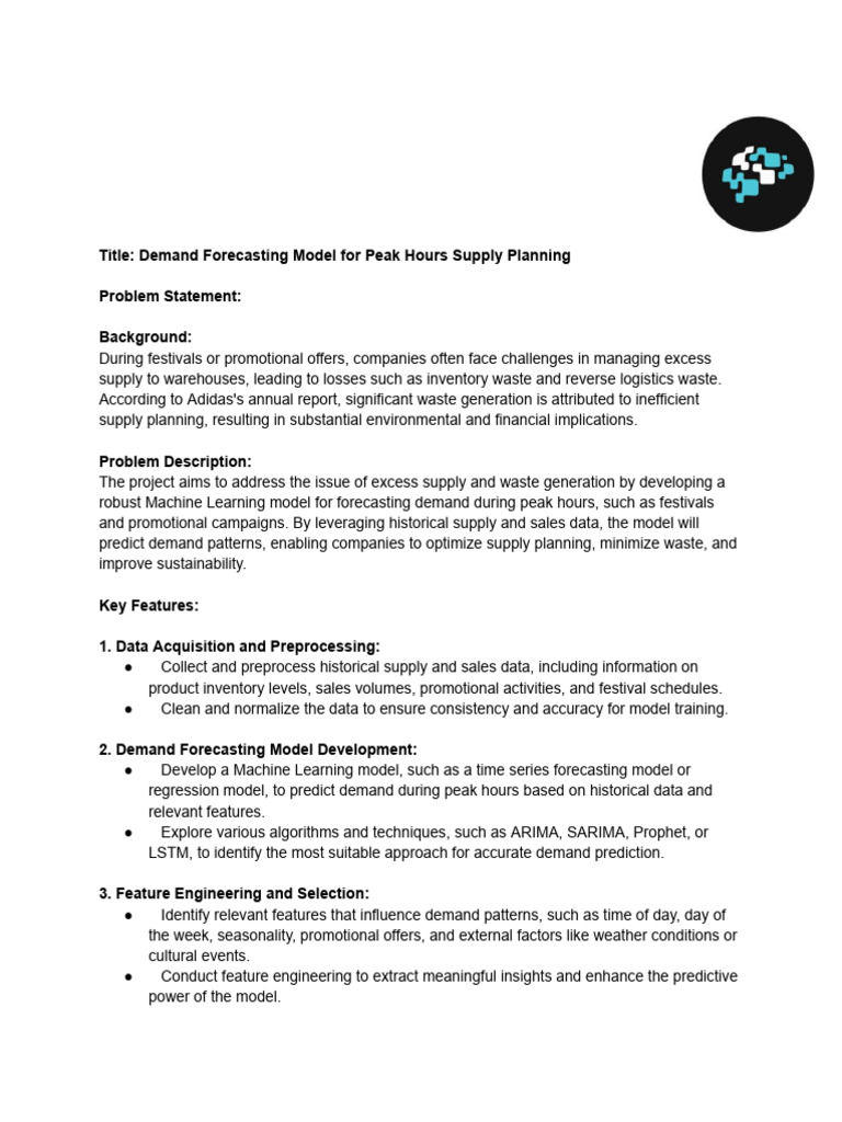 Hackfest Problem Statement Demand Forecasting Model For Peak Hours