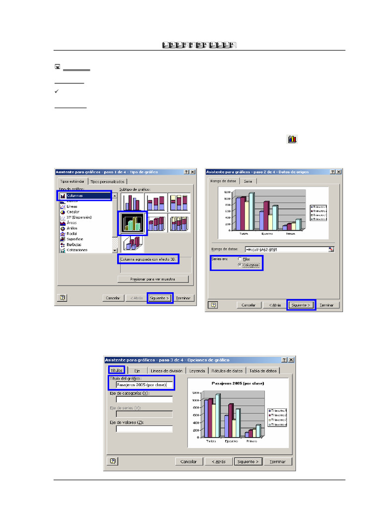 Gráficos en Excel: Pasajeros 2005 | PDF | Microsoft Excel | Informática