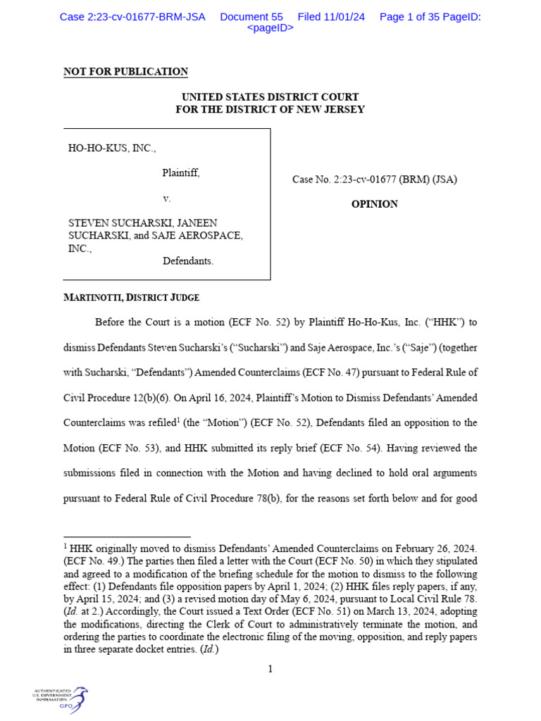 USCOURTS NJD 2 - 23 CV 01677 1 | PDF | Federal Rules Of Civil Procedure | Complaint