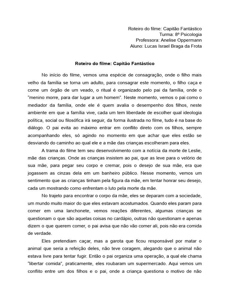 Roteiro Do Filme - Capitão Fantástico | PDF | Família | Liberdade