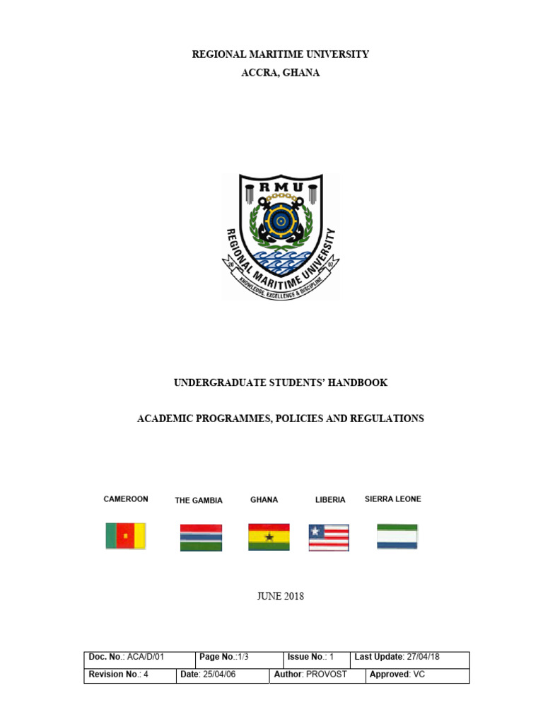Regional Maritime University Handbook | PDF | Educational Stages ...