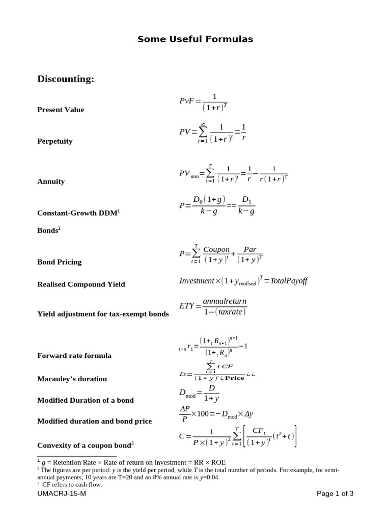 2022 Formula Sheet | PDF | Investing | Private Sector